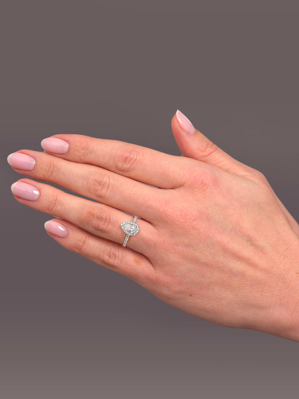 0.70ct Pear in Seamless Halo Lab Grown Diamond Engagement Rings ...